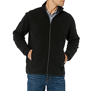 Amazon Essentials Men's Full-Zip Polar Fleece Jacket (Available in Big & Tall), Black, Large