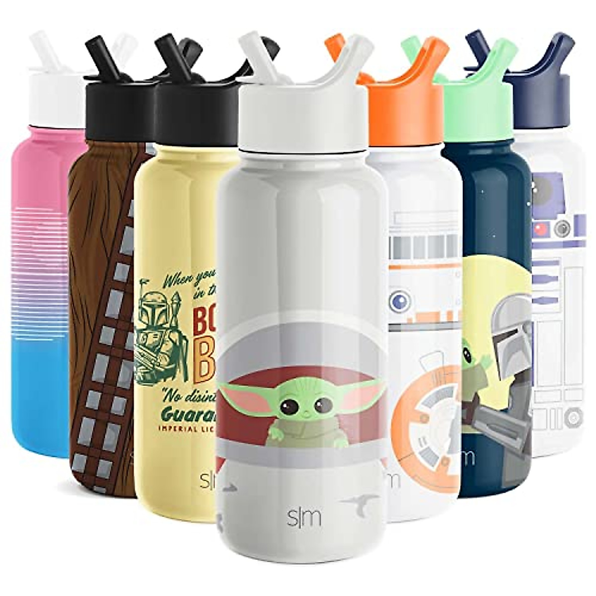 Simple Modern Star Wars Water Bottle with Straw Lid Vacuum Insulated Stainless Steel Metal Thermos | Gifts for Women Men Reusable Leak Proof Flask | Summit Collection | 32oz The Child
