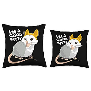 InGENIUS Fake Cat Ugly Critter Animal Gifts Fake Cat Rat Opossum Possum I'm A Good Kitty Funny Pets Throw Pillow, 16x16, Multicolor