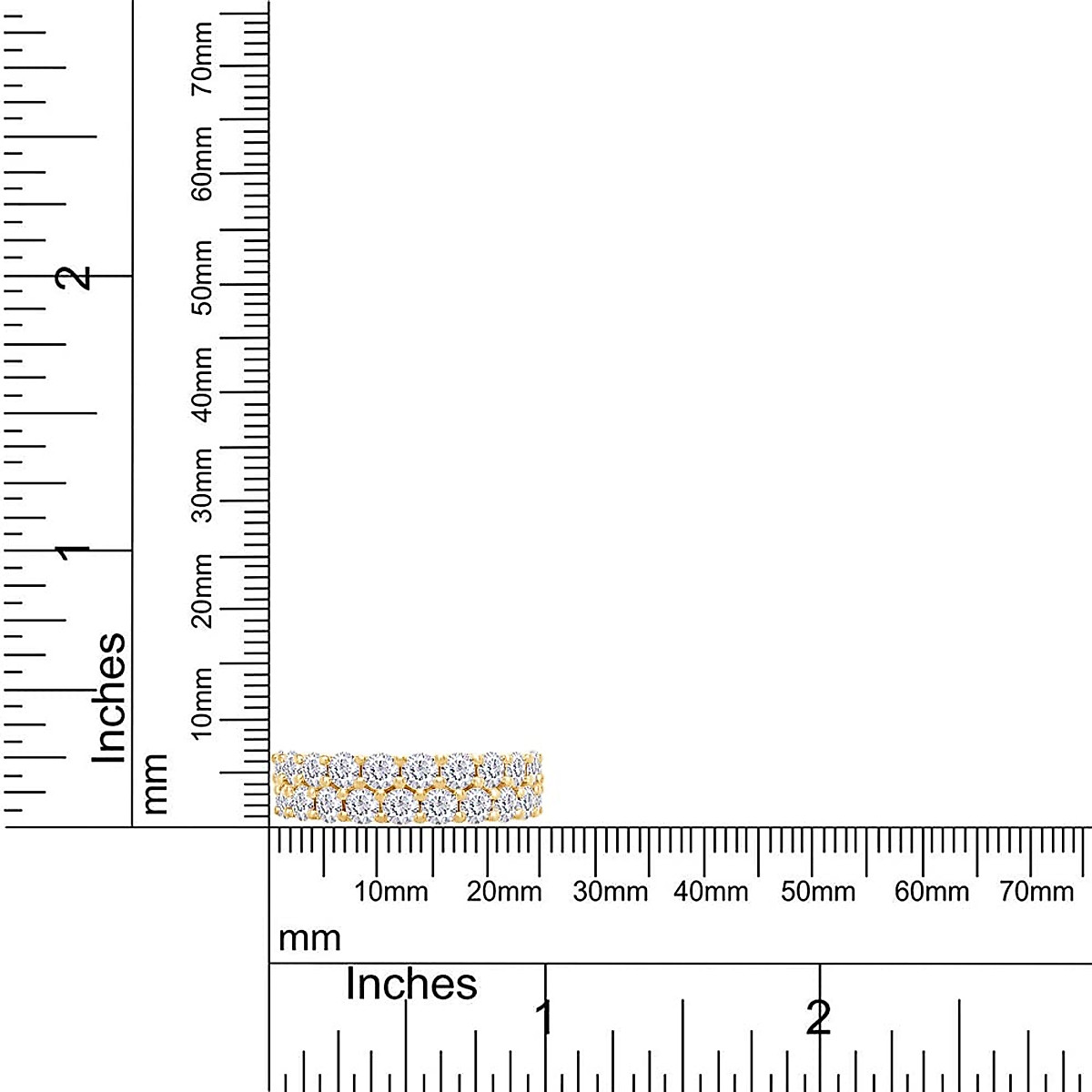 SAVEARTH DIAMONDS 2 Carat (Cttw) Round Cut Lab Created Moissanite Diamond Double Row Anniversary Wedding Band Ring In 14k Yellow Gold Over Sterling Silver (VVS1 Clarity, 2 Cttw) Size-5.5