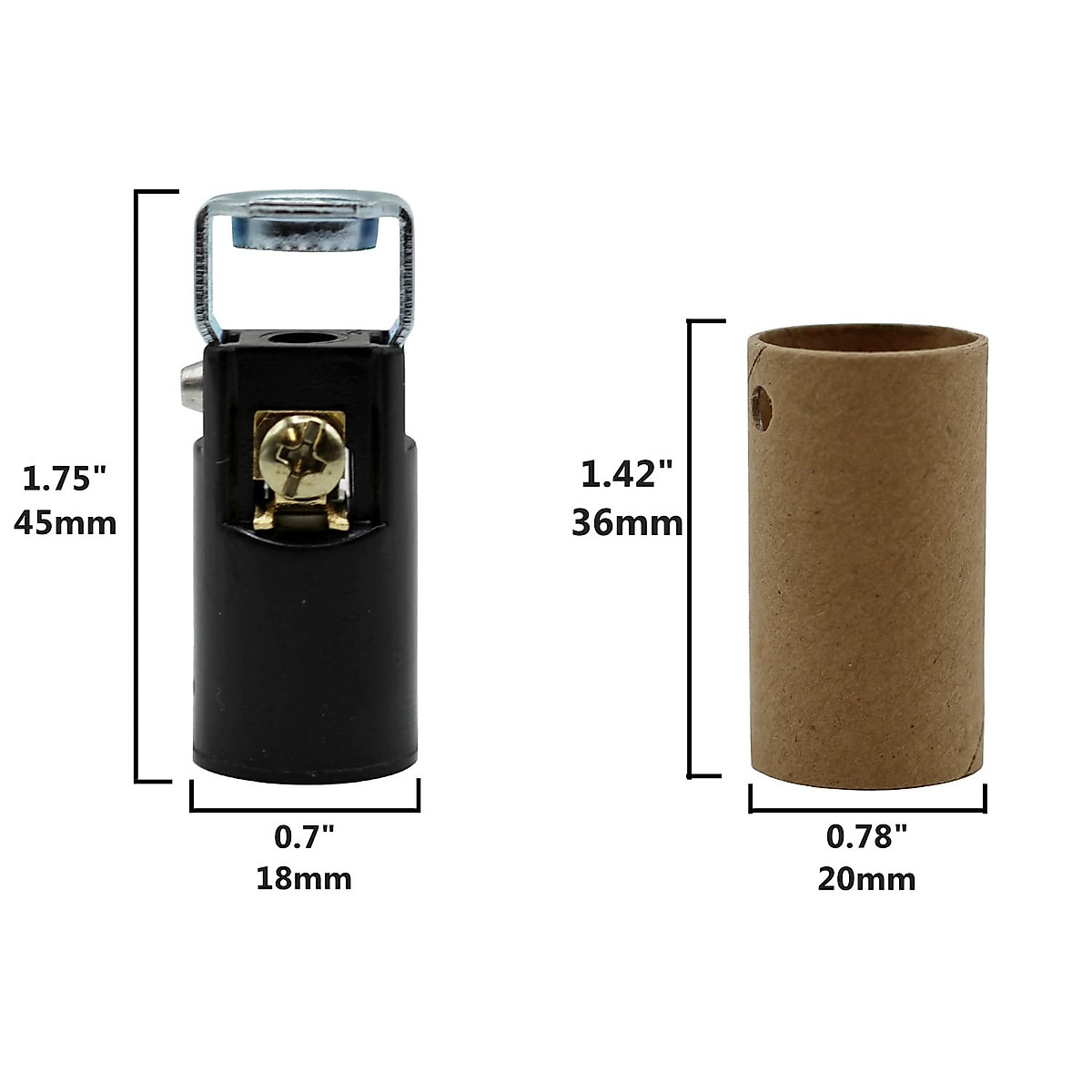 Creative Hobbies Chandelier Lighting Fixture Socket Kit, Candelabra E-12 Sockets with Cardboard Insulators and 1 3/4-Inch Tall Cream Plastic Candle Cover Sleeves, Set of 6