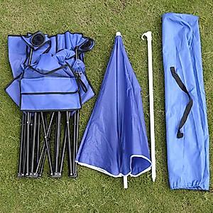 Double Folding Picnic Chairs with Umbrella Mini Table Beverage Holder Carrying Bag Table Cooler Beach Camping Chair for Beach Patio Pool Park Outdoor Portable Camping