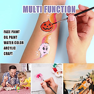 Bowitzki Face Paint Brush Set, 6pcs Artist Brushes for Body Face Painting,Acrylic Painting Watercolor Oil Gouache