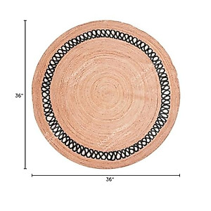 4x4, 5x5, 6x6,feet Natural Jute Net Design Round Rug, Floor Jute Net Designed Edge Rug Braided Boho Eco Large Circular Handmade Area Rugs (CCRD_ZQ)