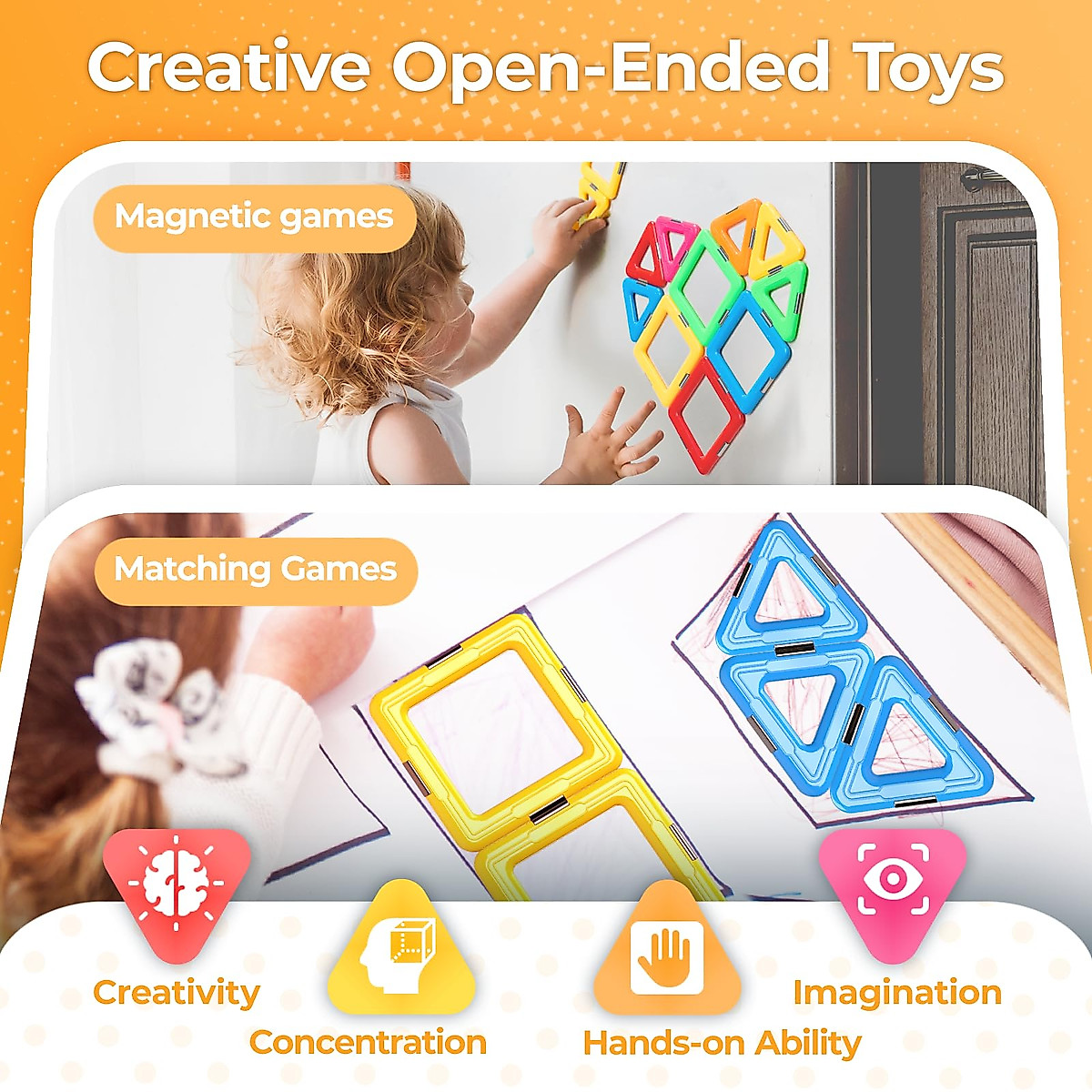 idoot Magnetic Building Tiles Blocks Toys for Kids, Educational STEM Toys Gifts-Starter Set for 3+ Year Old Kids Toddler Activities