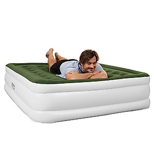 Zearna Air Mattress Queen with Built in Pump - Upgraded Blow Up Bed, 2 Mins Quick Self Inflatable with Double Air Chamber, 18"/650lbs Max, All Night No Lost Air, for Camping,Home,Portable Travel
