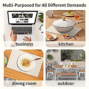 Placemats Set of 6 for Dining Table - Maxpearl Heat Resistant Faux Leather Place Mats - Wipe Clean - Suitable for Indoor & Outdoor, 17’’×12’’, Beige