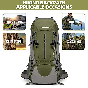 HongXingHai 70L Camping Hiking Backpack with Rain Cover Waterproof Backpacking Backpack for Hiking Treeking Climbing Outdoor (ArmyGreen)
