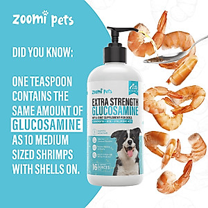 Zoomi Pets Liquid Glucosamine for Dogs (16oz) - Hip and Joint Supplement with Hyaluronic Acid, MSM, Manganese & Glucosamine Chondroitin for Dogs - Dog Joint Supplement Large Breed, Medium & Small Dogs