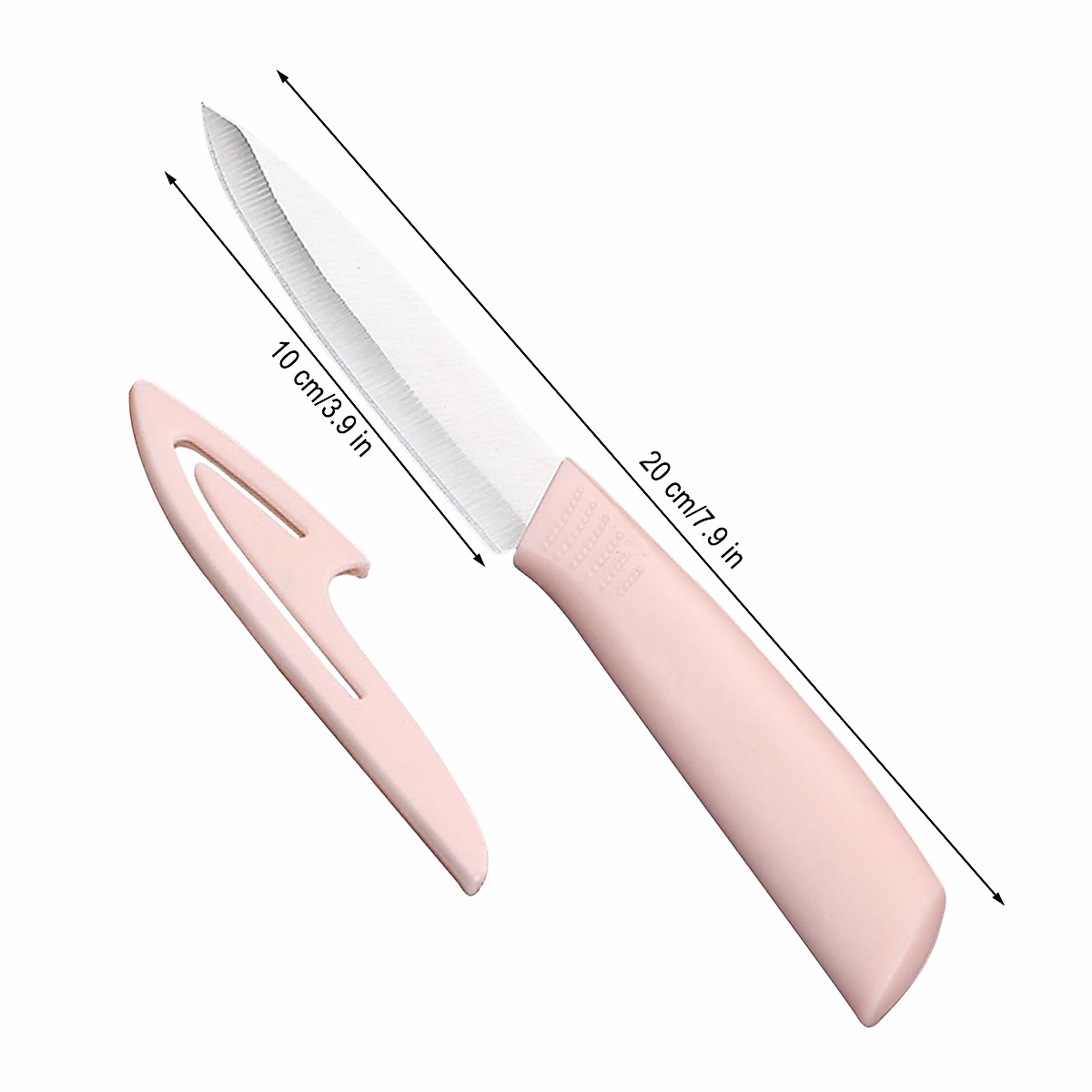 Lomgwumy Paring Knife, 4 Sharp and Durable Fruit Knife, with Scabbard, Exquisite and Beautiful, Fruit Knives Small is Suitable for Most Vegetables, Fruits and Meat (Pink and Blue)
