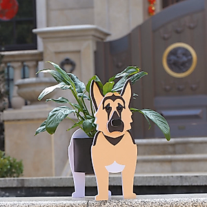 Gochoi German Shepherd Gifts,German Shepherd Dog Planter Plant Pot,Cute Dog Flower Pots for Outdoor Garden Decoration,Birthday Gifts for Women,Office Home Decor Small German Shepherd