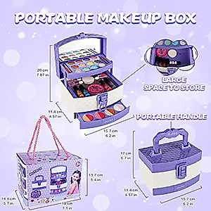 Mathea Kids Makeup Kit for Girls, Washable Non-Toxic Play Makeup, Real Makeup Girl Toys, Makeup Set for Girls, Easy to Storage and Portable, Birthday Toys Gift for 3 4 5 6 7 8 9 10 11 12 Years Old Kid