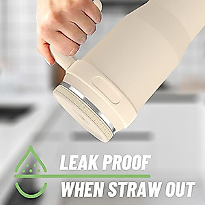 Zukro 50 oz Mug Tumbler with Handle and Screw on Lid, Vacuum Insulated Stainless Steel Tumbler with Straw Lid, Leakproof Straw Cup, Keeps Drinks Cold 30 Hours, Fit in Cup Holder - Beige