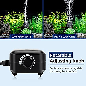 fishkeeper Aquarium Air Pump Fish Tank Aerator 2W/3W/4.5W/6W Ultra Quiet Adjustable Oxygen Pump Fish Tank Air Pump for 5-100 Gallon Tank