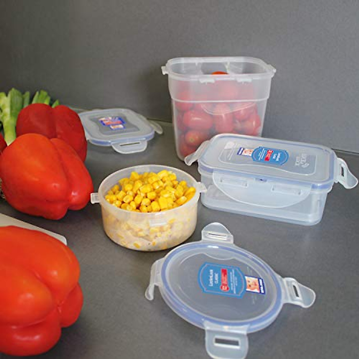 LocknLock Easy Essentials On The Go Meal Prep Lunch Box, Airtight Containers with Lid, BPA Free, Rectangle (3 Section) -34 oz, Clear