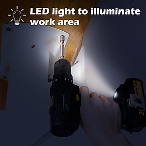 C P CHANTPOWER Rechargeable Drills, 20V Electric Power Cordless Drill with Battery and Charger, 16+1 Torque Setting, Variable Speed, Max 1350 RPM, 3/8" Keyless Chuck, LED Light for Drilling Wood,Metal