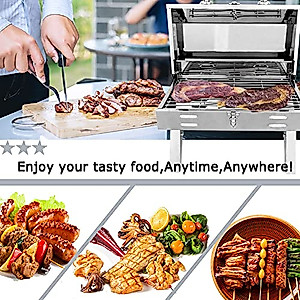 Supllueer Tabletop Propane Grill, Stainless Steel Professional Gas Grill 20,000 BTU BBQ Tabletop Gas Grill for Outdoor Cooking Patio Garden BBQ Picnic