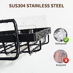 5 Pack Shower Caddy, Shower Shelf for Inside Shower, Bathroom Shower Organizer, Self Adhesive Shower Shelves, No Drilling Shower Rack Shower Storage with 20 Hooks, 2 Soap Holder, 1 Hanging Rod (Black)