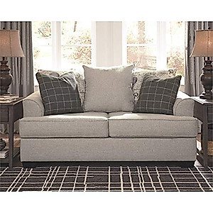 Signature Design by Ashley Velletri Chenille Stylish Loveseat with 2 Accent Pillows, Beige