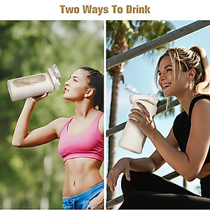 futaiphy 64oz Glass Water Bottles with Straw, Water Bottle with Silicone Sleeve & Double Drinking Lid Handle, Leakproof & BPA Free Reusable Clear Glass Water Jug with Sports Bottles, purple