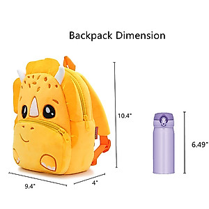 NICE CHOICE Cute Toddler Backpack Toddler Bag Plush Animal Cartoon Mini Travel Bag for Baby Girl Boy 2-6 Years(Dinosaur)