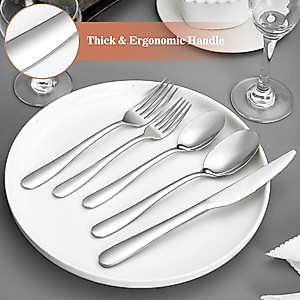 Xingjiake 20 Piece Bright Silver Silverware Set, Kitchen Utensils Set, Silverware Cutlery Flatware Set For 4, Stainless Steel Forks And Spoons Cooking Flatware Serving Set, Dishwasher Safe