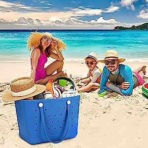 MYHOZEE Beach Bag Large Rubber Tote Bag With Holes,for Women，Washable Open Tote Handbag Waterproof Tote Swim Bag for Beach Pool Sports Market Outdoor shopping