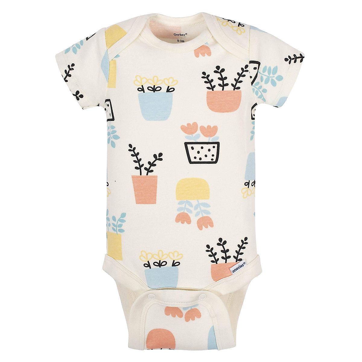 Grow by Gerber Baby Girls 5-Pack Short-Sleeve Onesies Bodysuits, Orange/Yellow/Green/Ivory, 0-3 Months