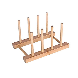 Bamboo Dish Drying Rack Dish Rack Collapsible Dish Drainer Wooden Drainboard Storage Holder Stand With 4 Slot,Supplement or Dish Drainer Kitchen Cabinet Organizer For Dish, Plate, Bowl, Coasters