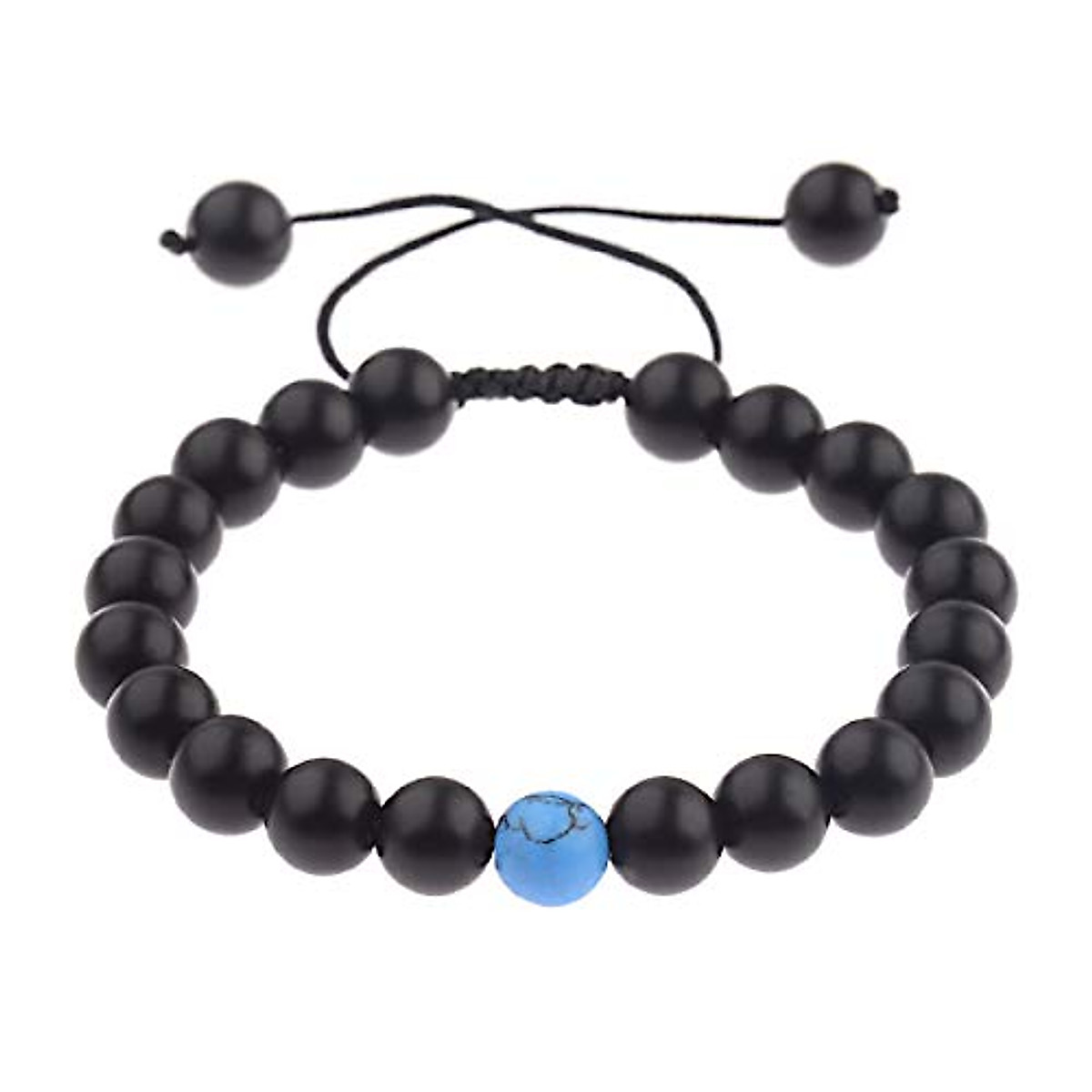 8mm Distance Bracelet Lover Couple Relationship Natural Stone Beads Yoga Bracelet Strand Stretch Bracelet Couple Jewelry for Him or Her Men and Women (Blue)