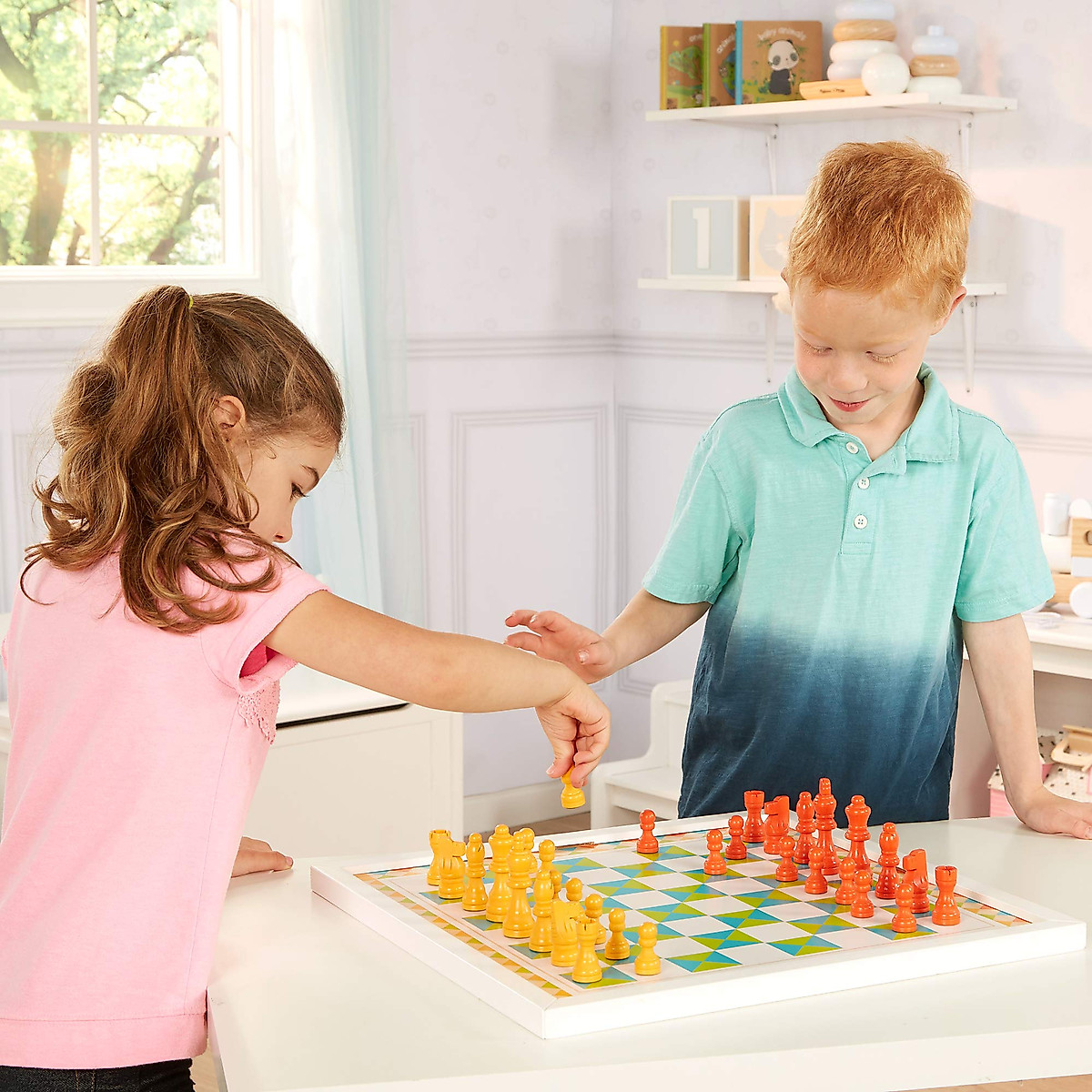 Melissa & Doug Double-Sided Wooden Chess & Pachisi Board Game with 42 Game Pieces (17.5ââ‚¬ W x 17.5ââ‚¬ L x 1.5ââ‚¬ D)