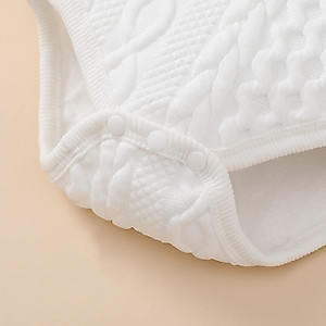 MIEKISA Baby Clothing Sets Girls Hooded Long Sleeve Romper and Pants Outfit (White, 3-6M)