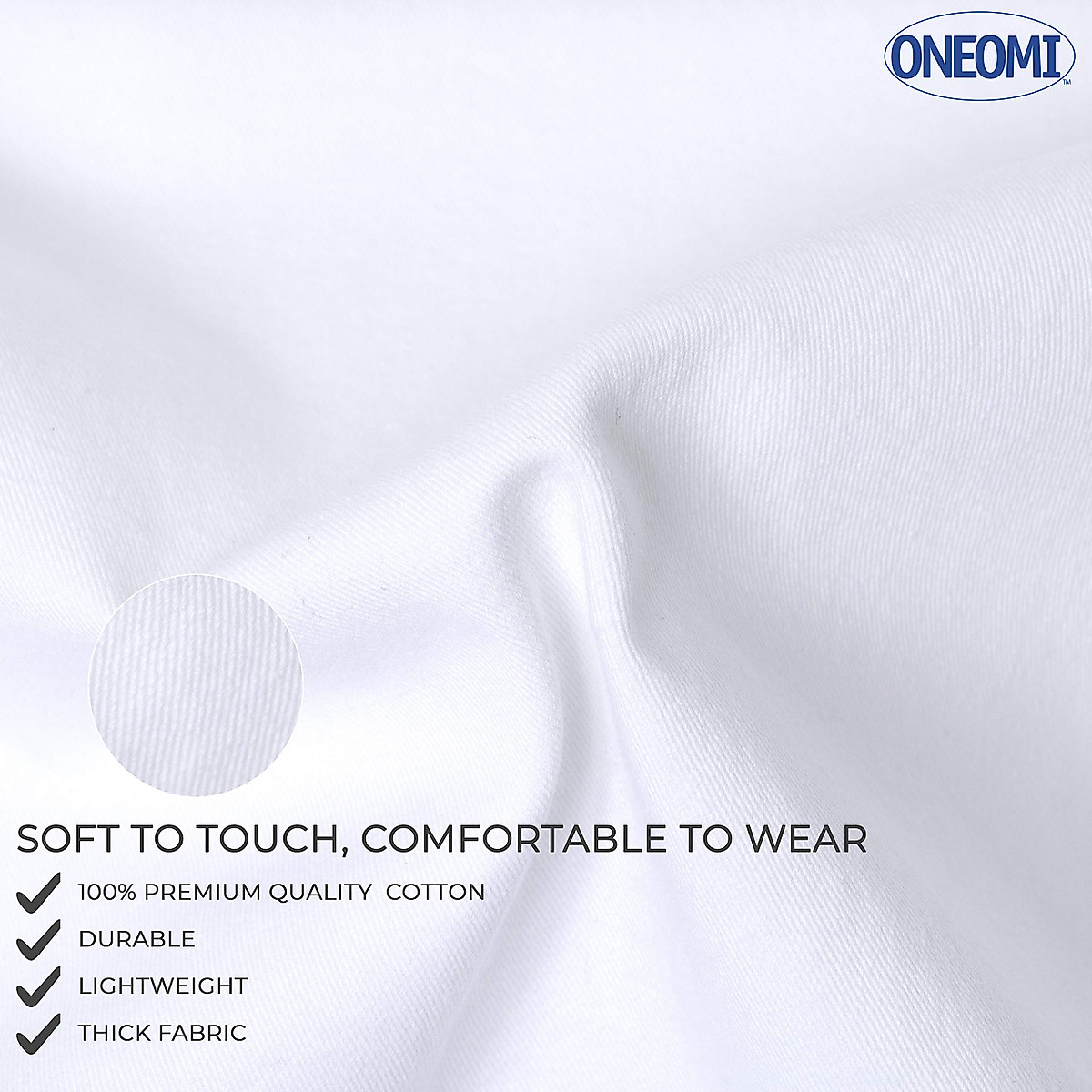 ONEOMI Kids Apron, Medium, 100% Cotton With An Adjustable Strap to fit All Ages, Ideal for Cooking, Baking, Painting, Decorating, Party, Chef, Art and Classroom Children Apron (1, White)