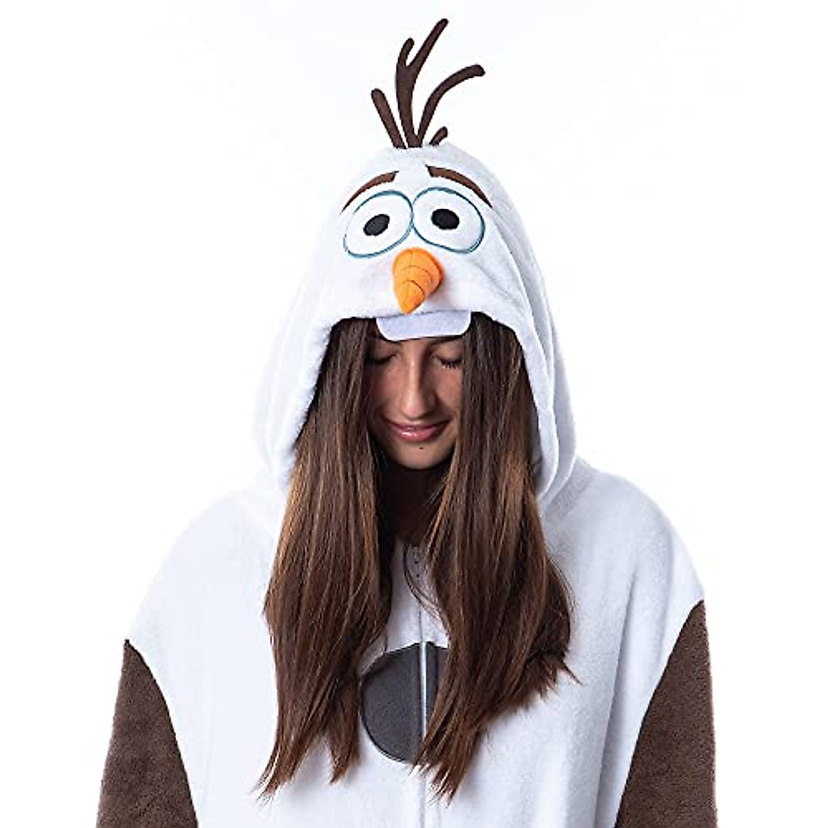 Disney Frozen Adult Olaf Kigurumi Costume Union Suit Pajama For Men Women (L/XL) White