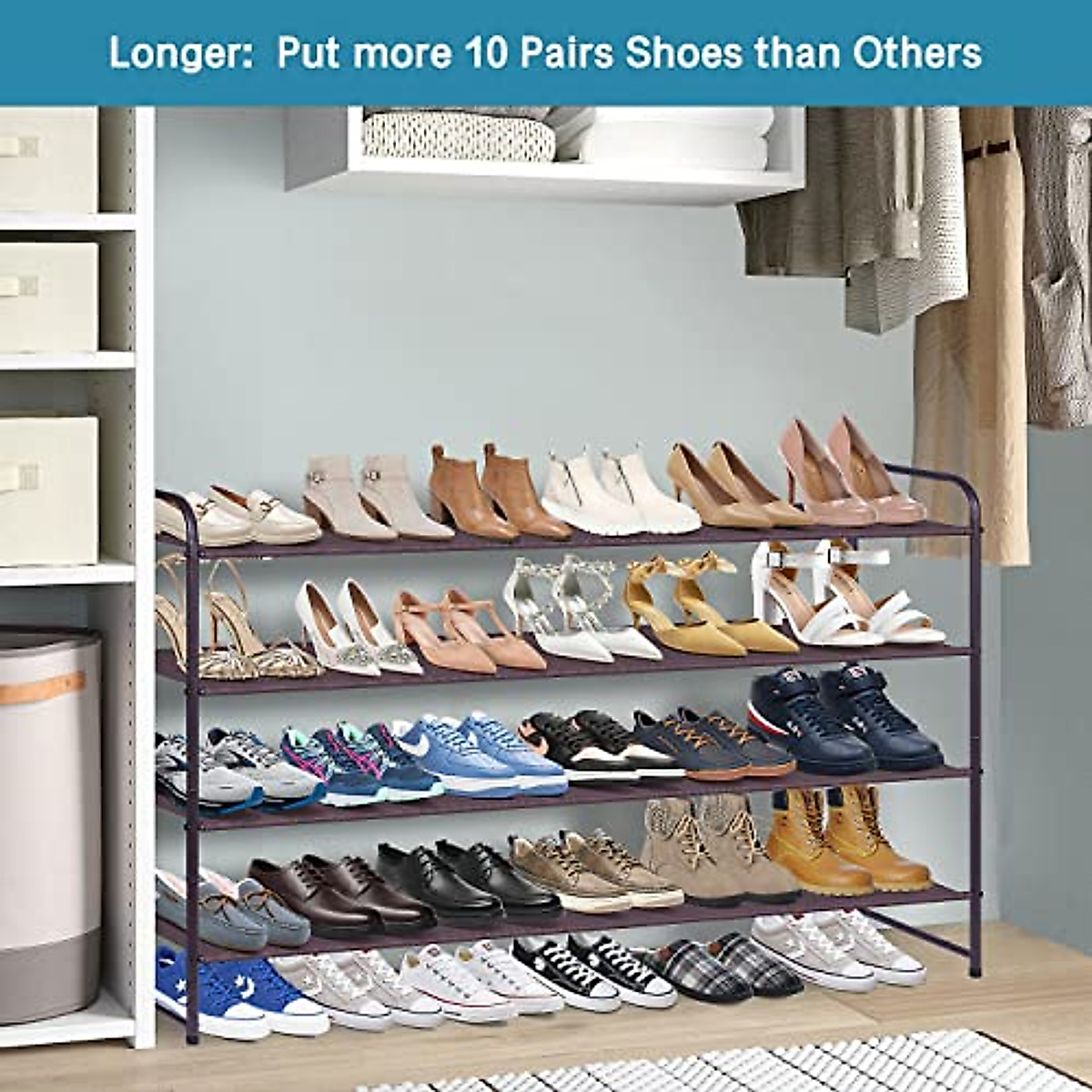KIMBORA 4 Tier Shoe Rack & 3 Tier Metal Long Shoe Rack