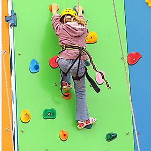 Liliful 64 Pcs Rock Climbing Hold Set Kids Rock Wall Climbing Kit Adult Mix Colored Grip with Mounting Hardware Wrenches for Outdoor Indoor Playground Backyard Back to schooll Gift