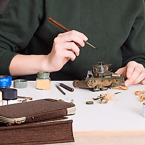 Artify Extreme Detail Paint Brushes, Miniature Paint Brushes for Models, 10pcs Small Paint Brushes with a Handbag, Miniature Brushes for Fine Detailing - Acrylic, Watercolor,Oil,Models,40K