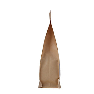 100PCS Brown Kraft Stand-Up Side Gusset Zip Top Lock Bags w/Window 14x24+6cm (5.5x9.4+2.3")