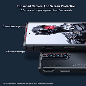 Guizzcg for ZTE Nubia Red Magic 8 Pro / 8 Pro+ / 8S Pro / 8S Pro+ Case Soft TPU Bumper + Acrylic Back Military Grade Airbags Shookproof Drop Protection [1 Tempered Film], Film Black