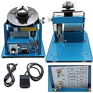 10KG Rotary Welding Positioner Turntable Table,DC24V 20W Mini 2.5" 3 Jaw Lathe Chuck,180mm Diameter Welder Positioner Turntable Machine,0-90°Adjustable Angle