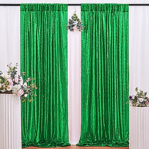 Christmas Backdrop 2 Panels 2ftx8ft Sequin Backdrop Curtain for Holiday Sparkly Emerald Green Curtain Green Sequin Backdrop Curtain