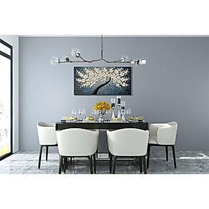 zoinart Hand Painted 3D Floral Oil Paintings on Canvas 48x24 Inches Abstract White Flower Modern Large Canvas Wall Art Contemporary Tree Art Texture Artwork Home Decorations