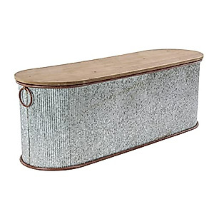 Deco 79 Metal Storage Bench with Brown Wood Top, Set of 3 48", 23", 23"W, Brown