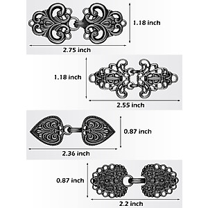 WILLBOND 4 Pieces Vintage Sweater Swirl Clip Cape Cloak Clips Retro Cardigan Clip Shawl Collar Clasp Dress Shirt Brooch Clip (Black)