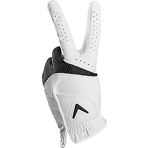 Callaway Golf Women's Weather Spann Premium Synthetic Golf Glove (White, 2-Pack, Large, New Model , Standard, Worn on Left Hand)
