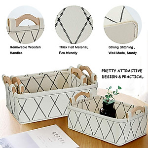KWLET Storage Baskets for Organizing Toys Small Basket White Basket Felt Fabric Basket Bins for Home Office Closet Bathroom Bedroom Playroom Decorative Bin