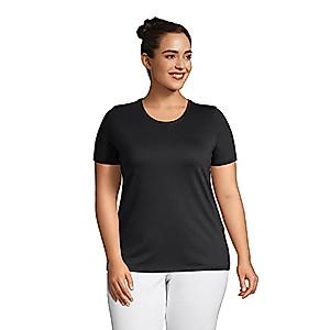 Lands' End Women s SS Relaxed Supima Crew Neck T Shirt Black Plus 2X