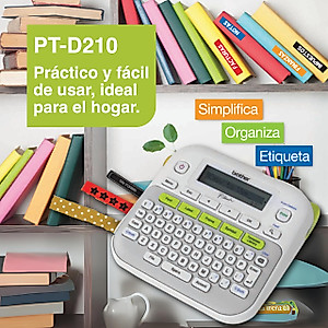 Brother P-touch, PTD210, Easy-to-Use Label Maker, One-Touch Keys, Multiple Font Styles, 27 User-Friendly Templates, White