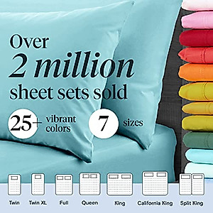 LuxClub 6 PC Queen Sheet Set, Bamboo Sheets Queen Size, Deep Pockets 18" Eco Friendly Wrinkle Free Cooling Bed Sheets Machine Washable Hotel Bedding Silky Soft - Aqua Queen
