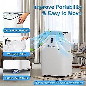 Wiytamo Portable Air Conditioners for Rooms Up to 700 Sq.Ft, 4-in-1 Portable AC Unit, Heater, Dehumidifier & Fan Mode, Remote Control, LED Display, Auto Swing, 14,000 BTU, White